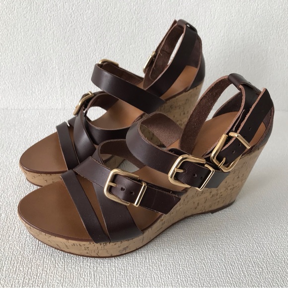 J. Crew | Shoes | J Crew Sandals Womens Strappy Platform Wedge Brown ...